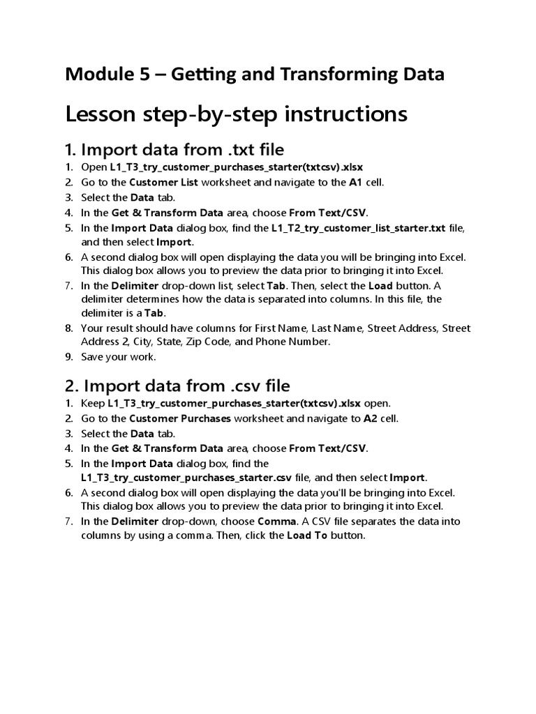 Lesson Instructions Module 5 | Download Free PDF | Hyperlink | Comma Separated Values