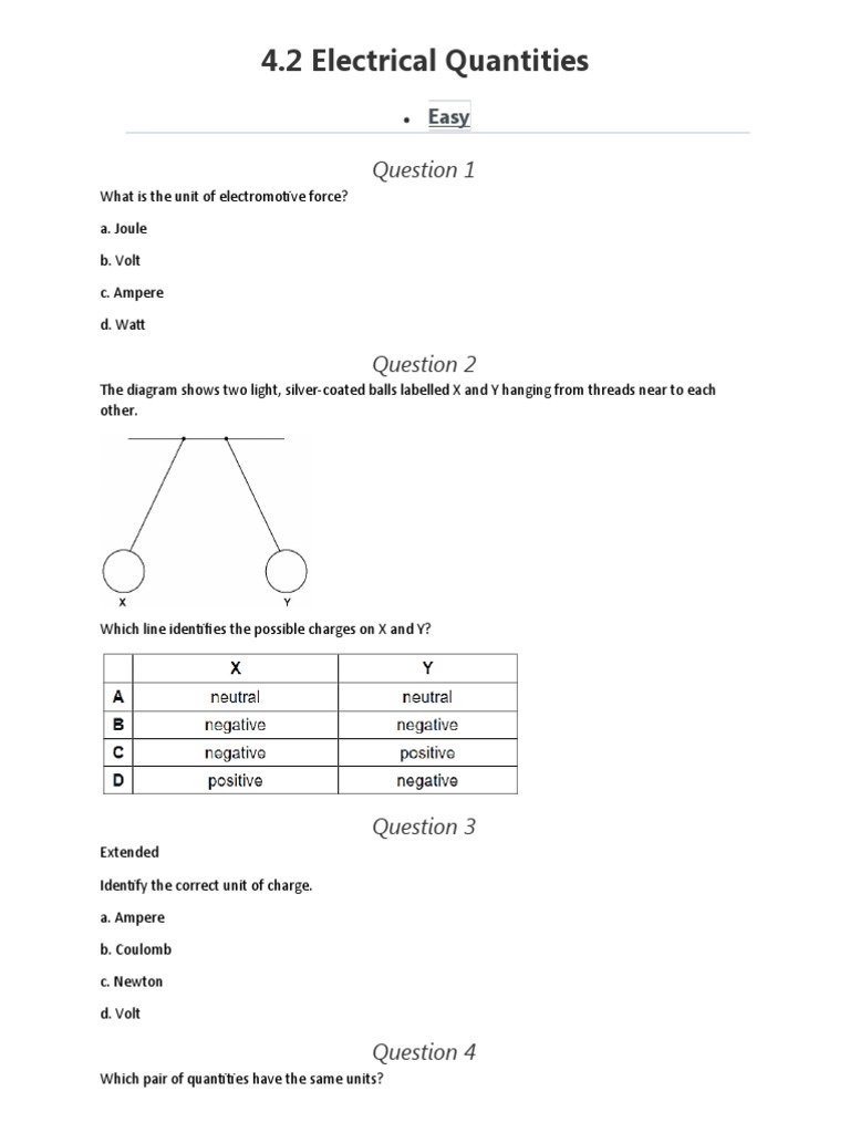 4.2 Electrical Quantities | PDF | Electric Current | Electric Charge
