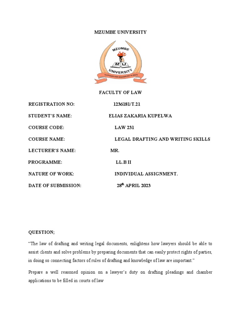 Legal Drafting and Writing Individual | PDF | Lawyer | Pleading