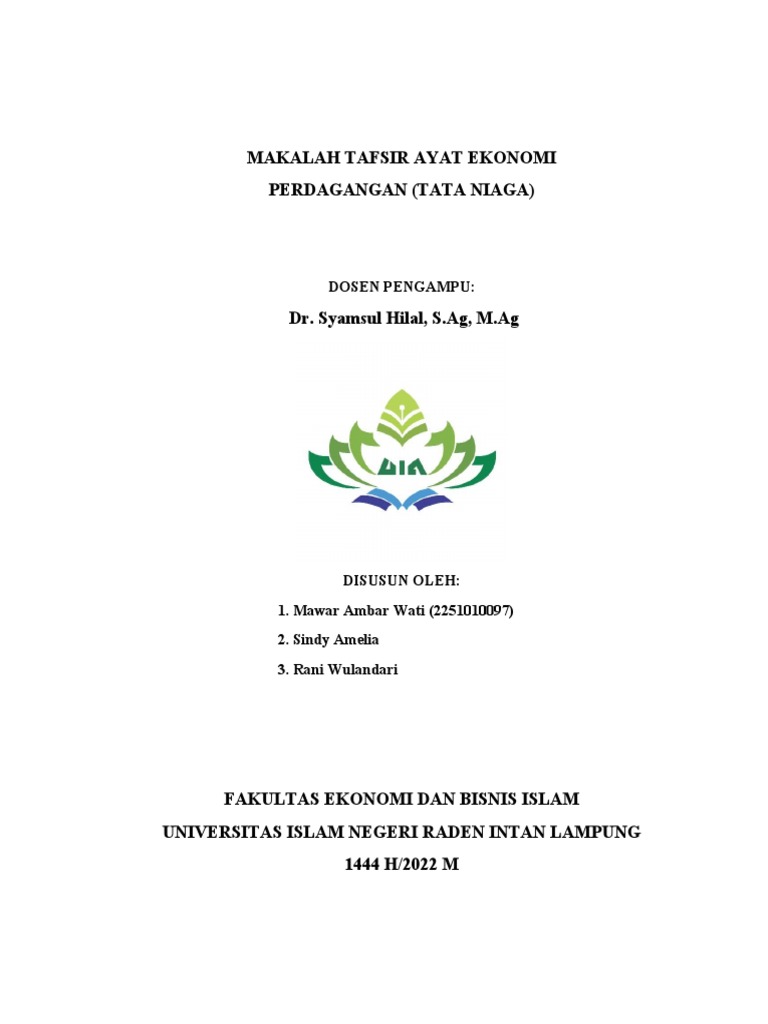 Makalah Tafsir Ayat Ekonomi | PDF | Agama & Spiritualitas