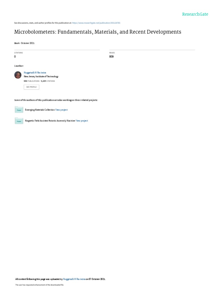 Microbolometers: Fundamentals, Materials, and Recent Developments | PDF ...