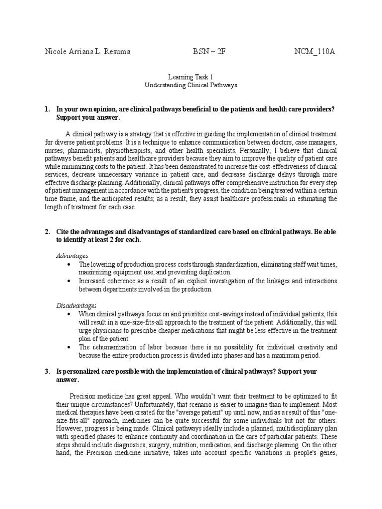 LT 1 Understanding Clinical Pathways | PDF | Patient | Health Care