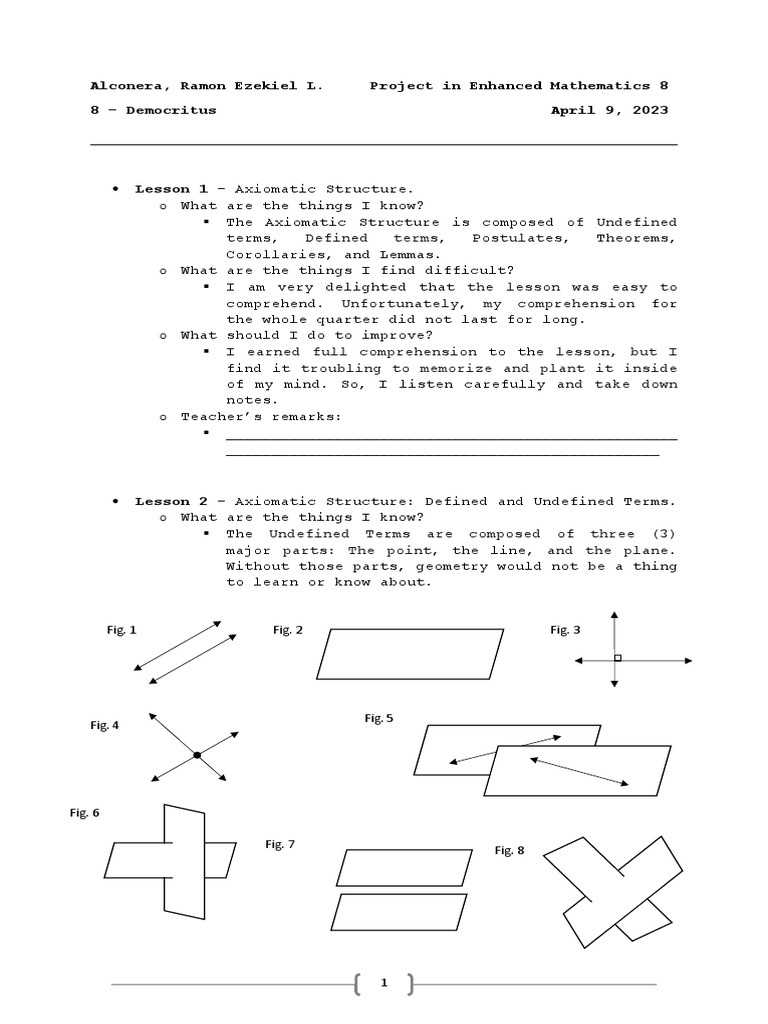 Alconera Project in Enhanced Mathematics 8 | PDF | Line (Geometry) | Elementary Geometry