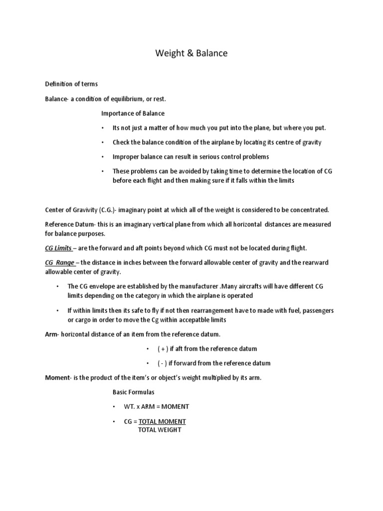 Weight & Balance | PDF | Aerospace | Transport