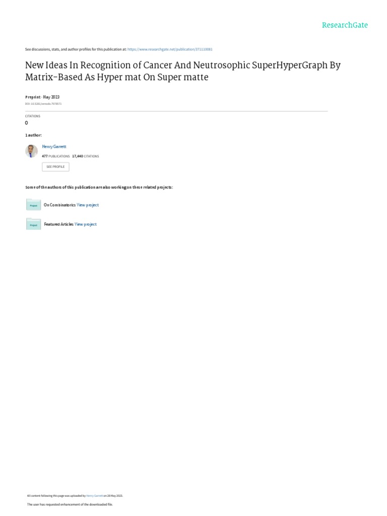 New Ideas in Recognition of Cancer and Neutrosophic SuperHyperGraph by Matrix-Based As Hyper Mat ...