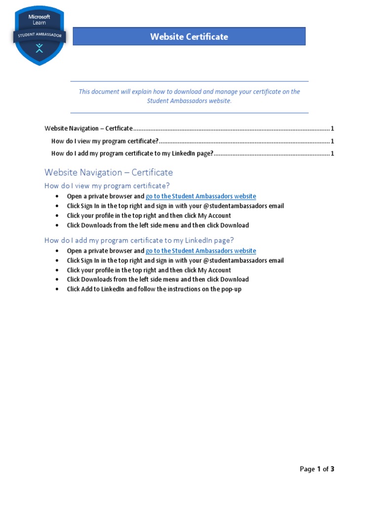 Website Certificate | PDF
