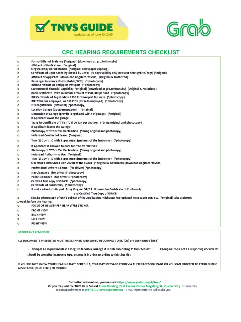 CPC Requirements Checklist HC | PDF