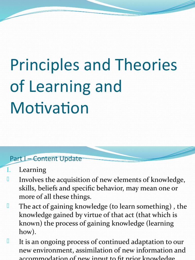 Learning and Motivation Theories Overview | PDF | Learning | Motivational