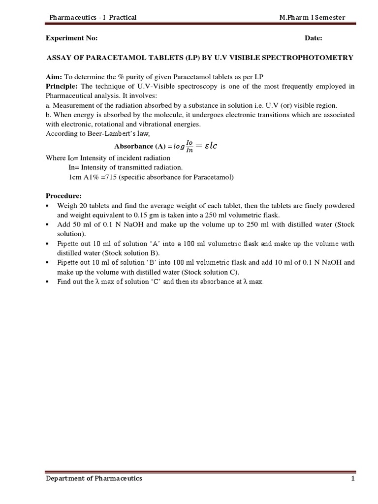 Pharmaceutics-I - Practical Record - 1st Sem-M.pharm | PDF | High ...