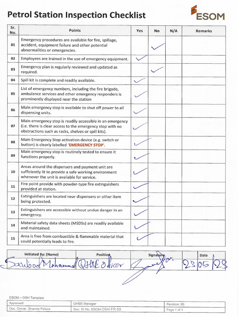 Petrol Checklist | PDF