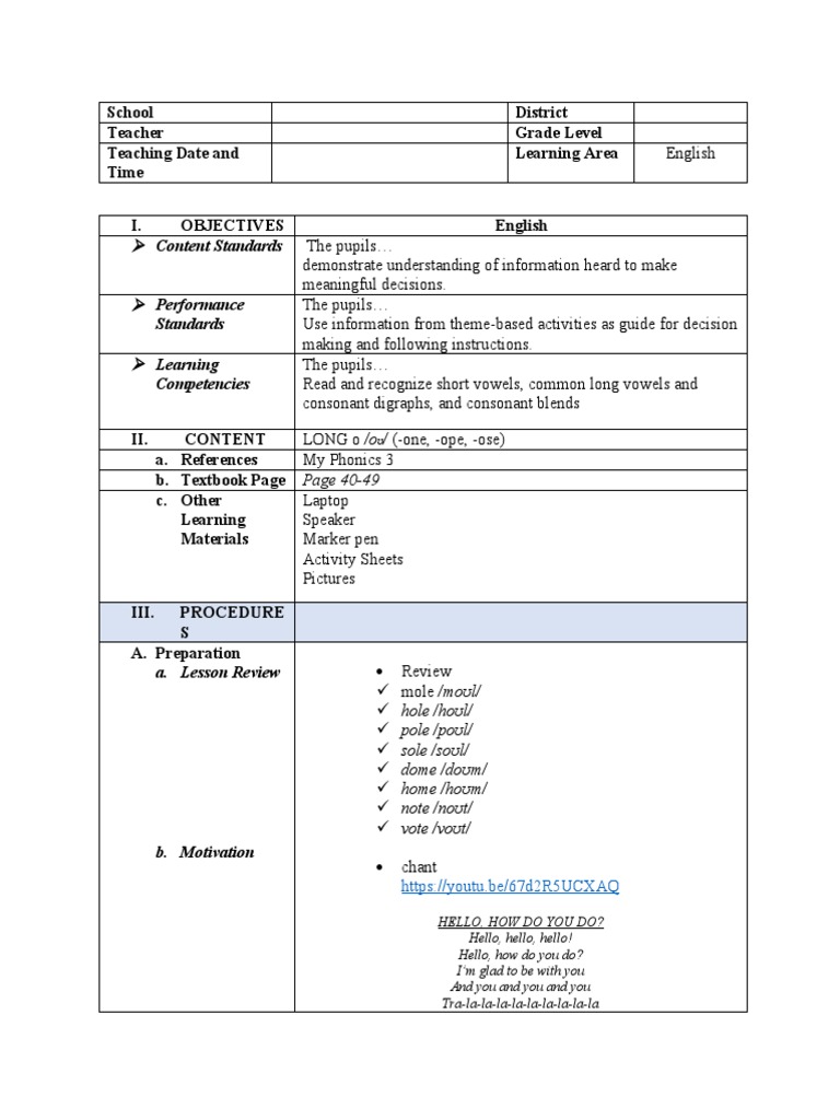Phonics 3 Unit 6 DLP | PDF | Phonics | Linguistics