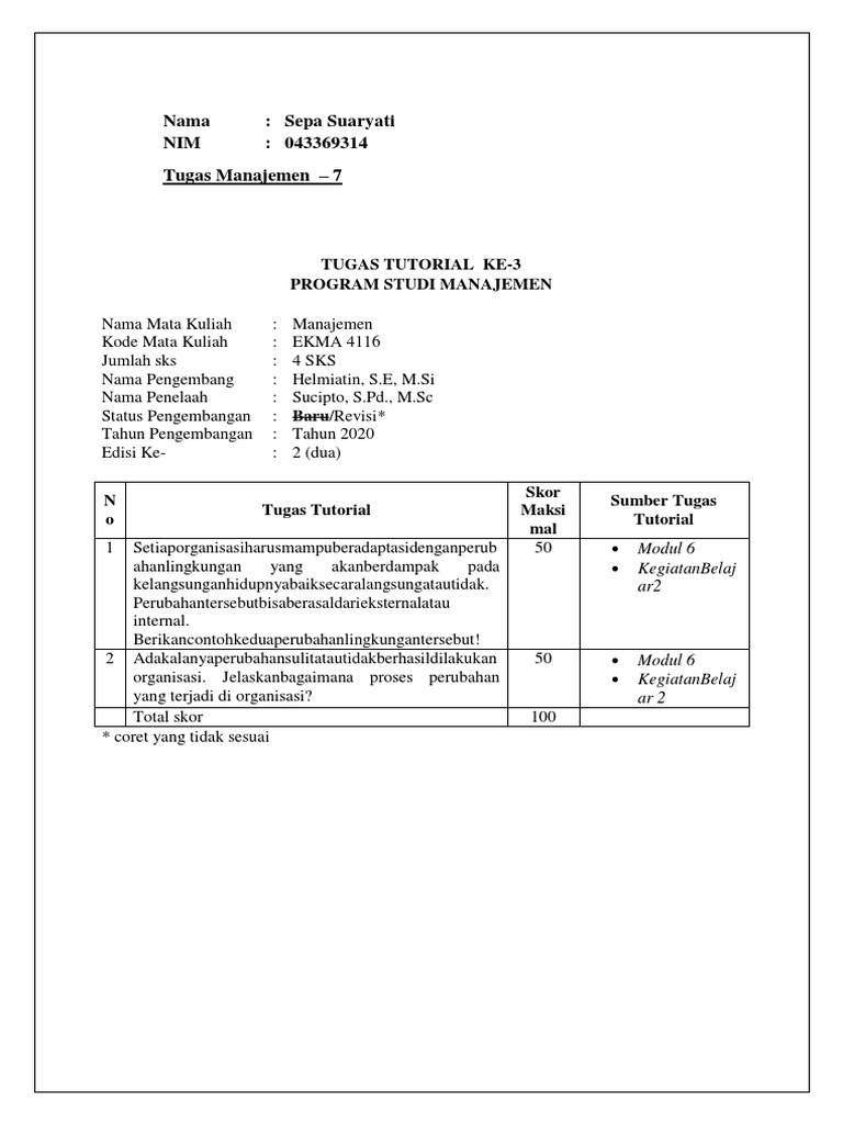 Tugas 3 Manajemen - Sesi 7 | PDF