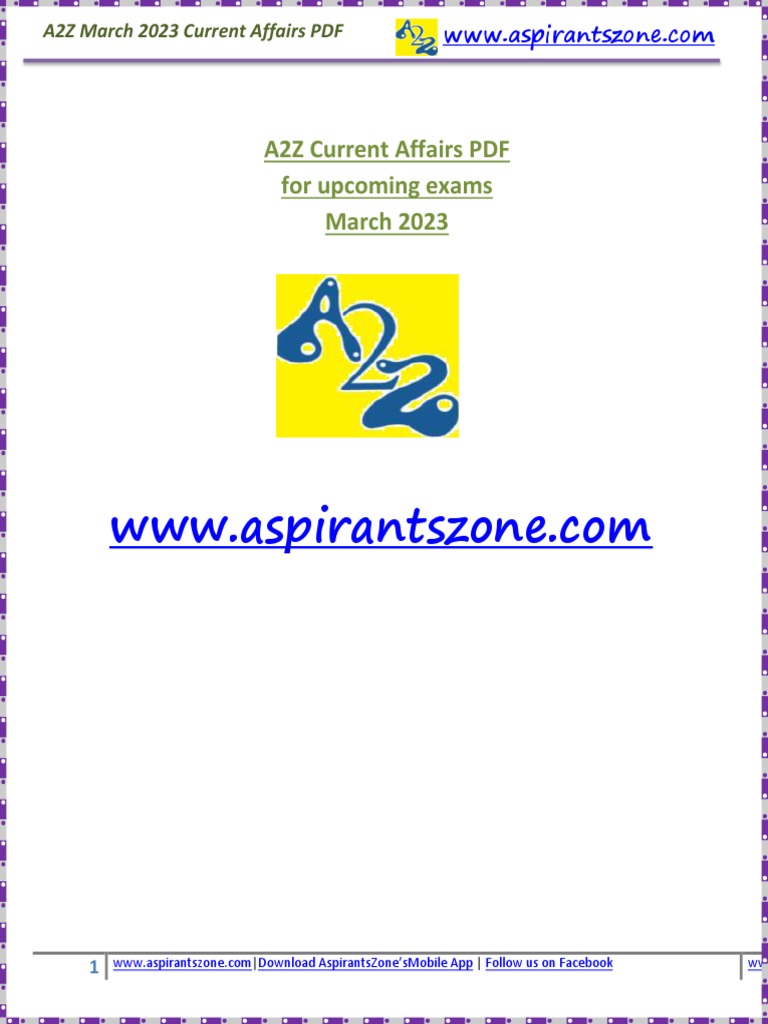 A2Z March 2023 Current Affairs PDF 1nyadb | PDF