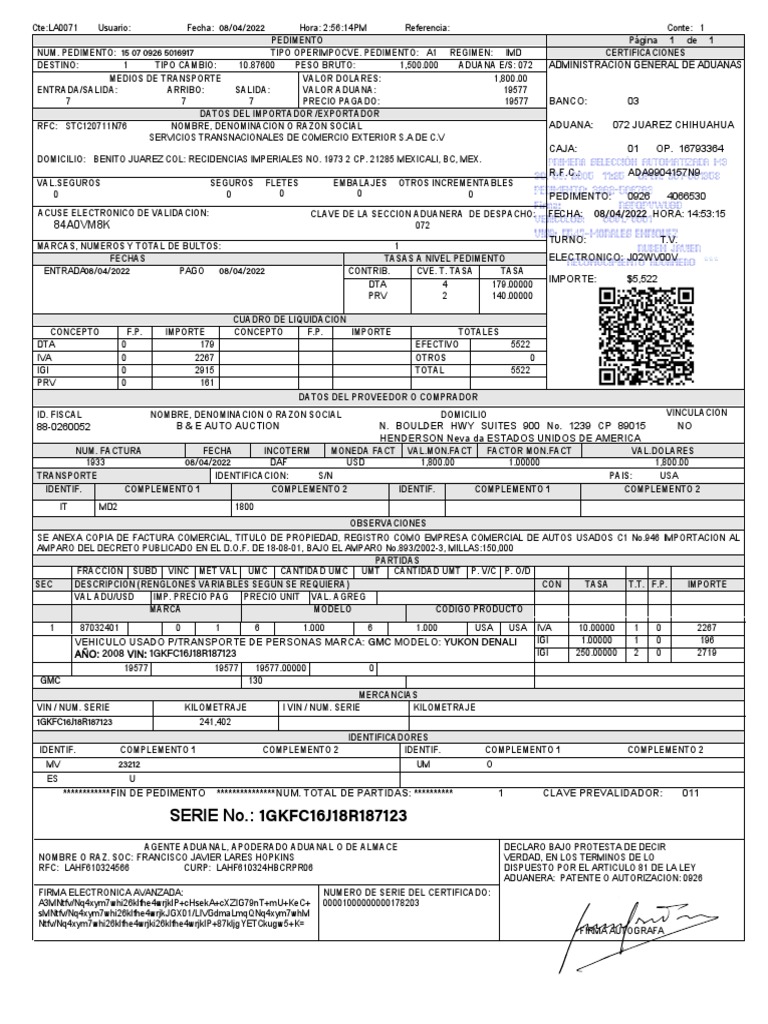 Pedimento Aduanal A1 | PDF