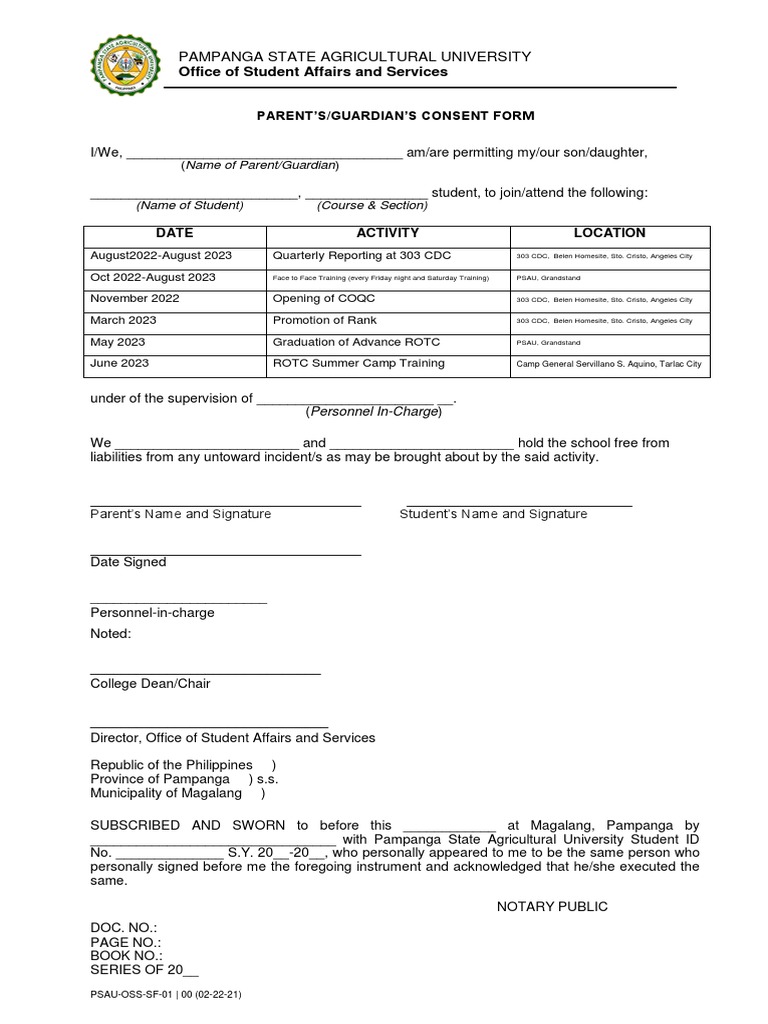 Parent Consent For COQC PDF | PDF