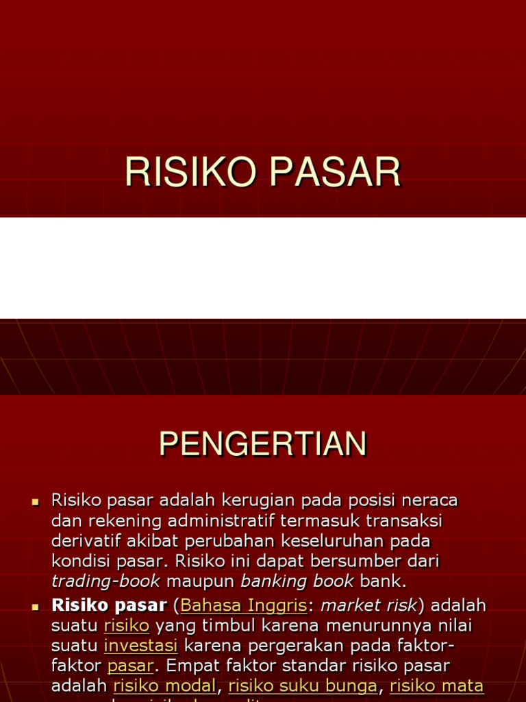 Pertemuan 11 Risiko Pasar | PDF