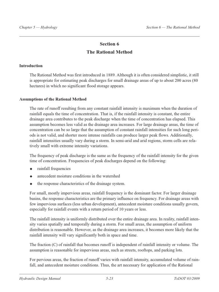 Chapter 5 - Hydrology Section 6 - The Rational Method | Download Free ...
