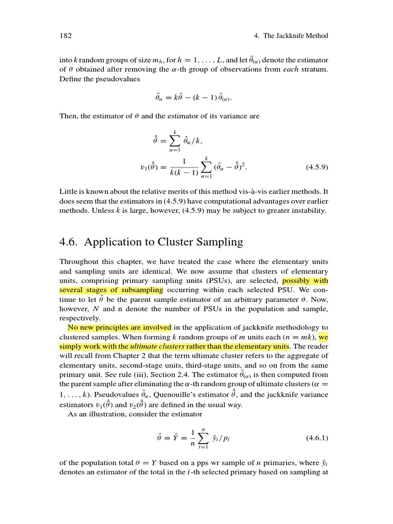 Jackknife Method in Cluster Sampling | PDF | Estimator | Resampling (Statistics)