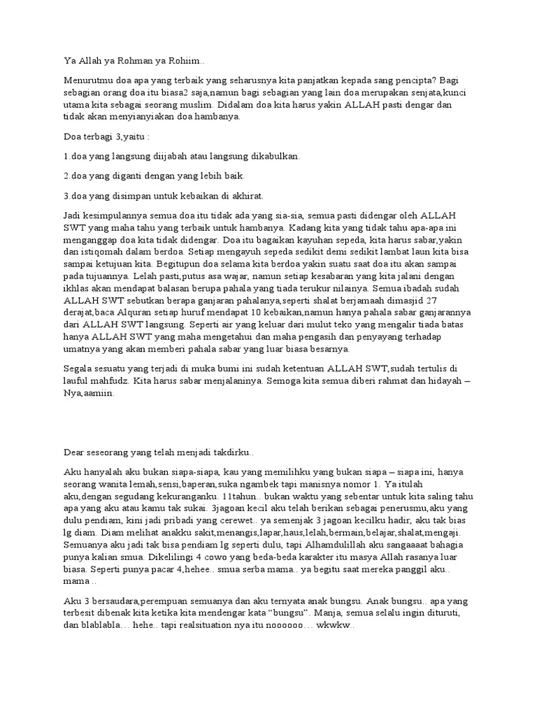 Ya Allah Ya Rohman Ya Rohiim | PDF