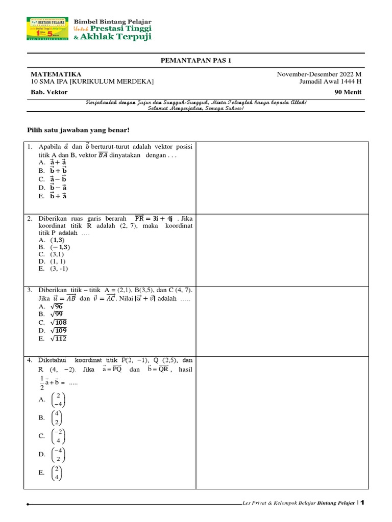 Bank Soal PM PAS 1 Matematika 10 SMA IPA KM (Vektor) (Layout) TA 22-23 ...