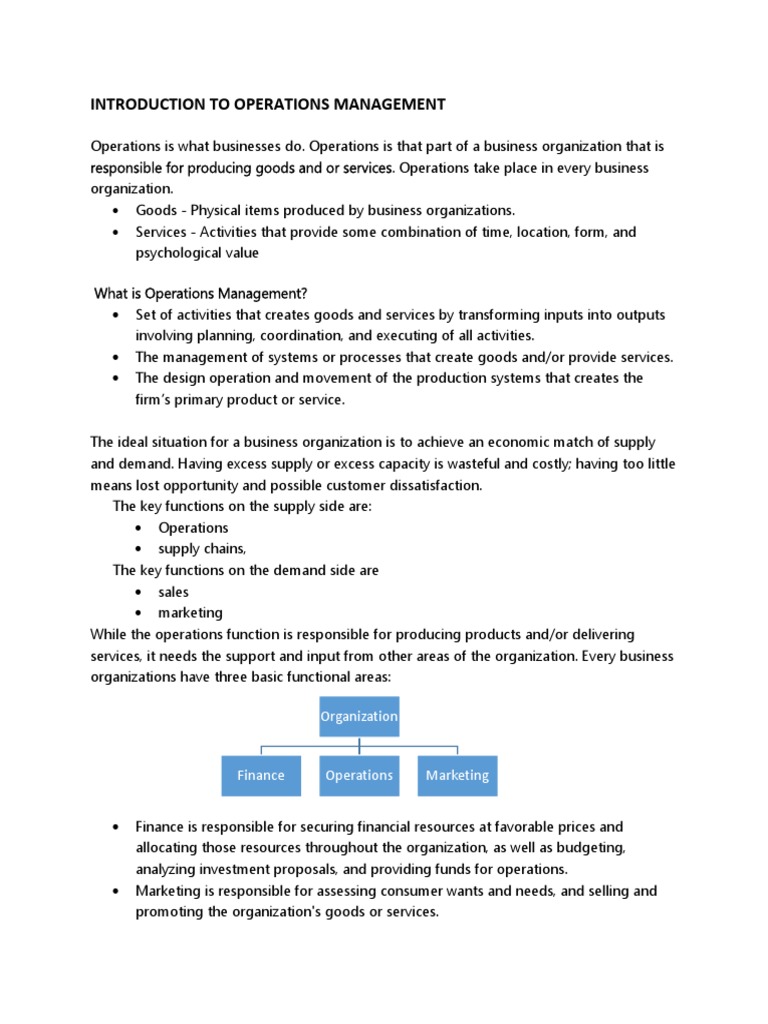 OM Topic 1 Introduction | Download Free PDF | Supply Chain | Operations ...