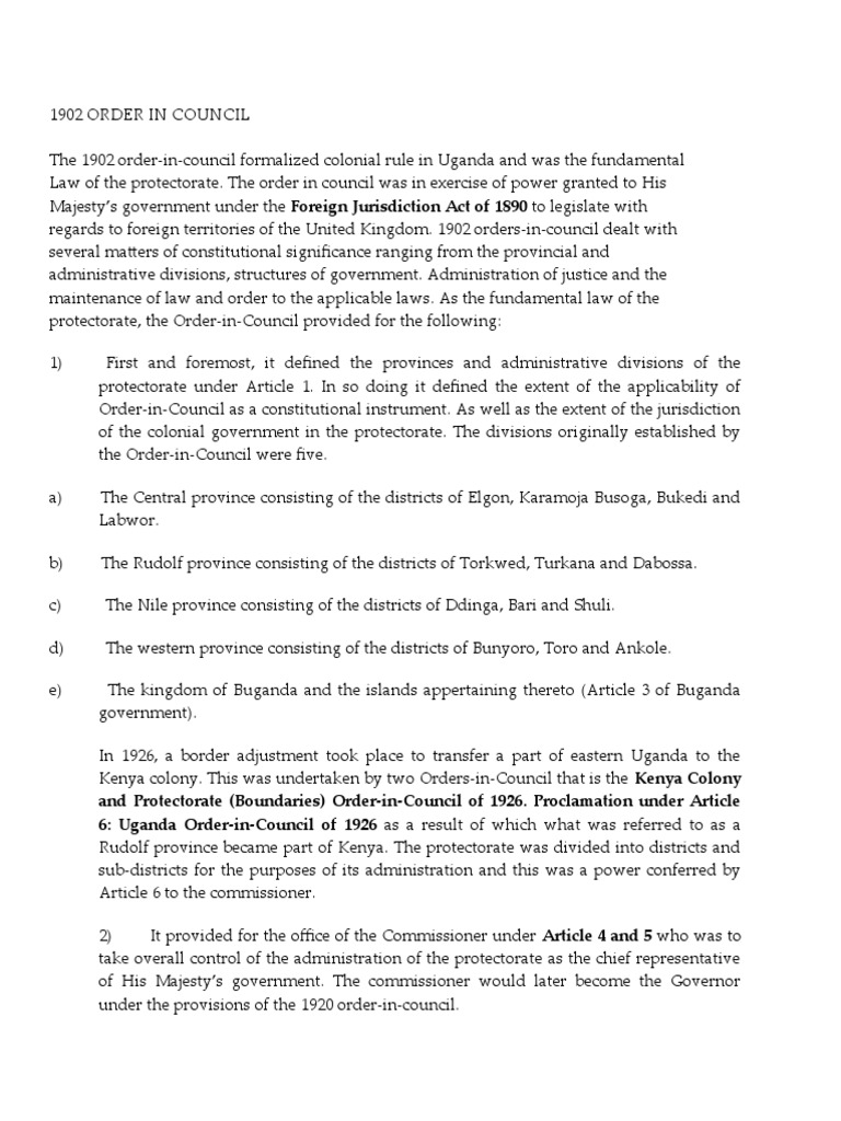 1902 Order in Council | PDF | Political Law | Governance