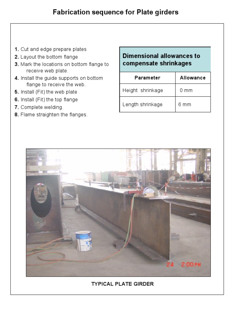 Fabrication Sequence For Plate Girders | PDF