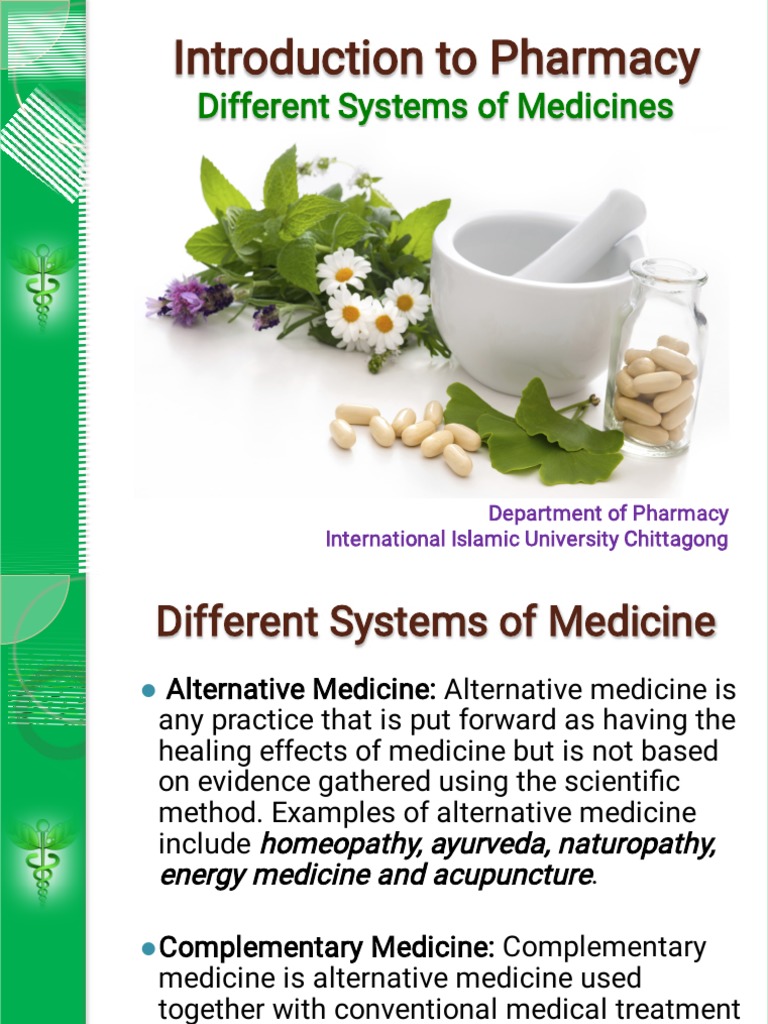 Introduction To Pharmacy - Different Systems of Medicine | Download ...