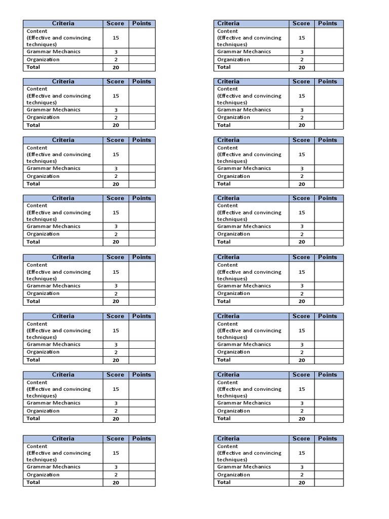 Speech WRITING - Rubric | PDF
