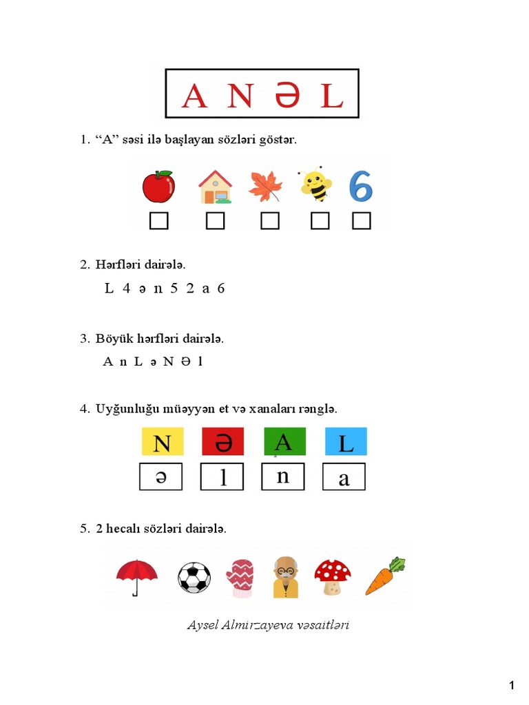 5-6 Yaş Toplu Aysel Almi̇rzayeva | PDF