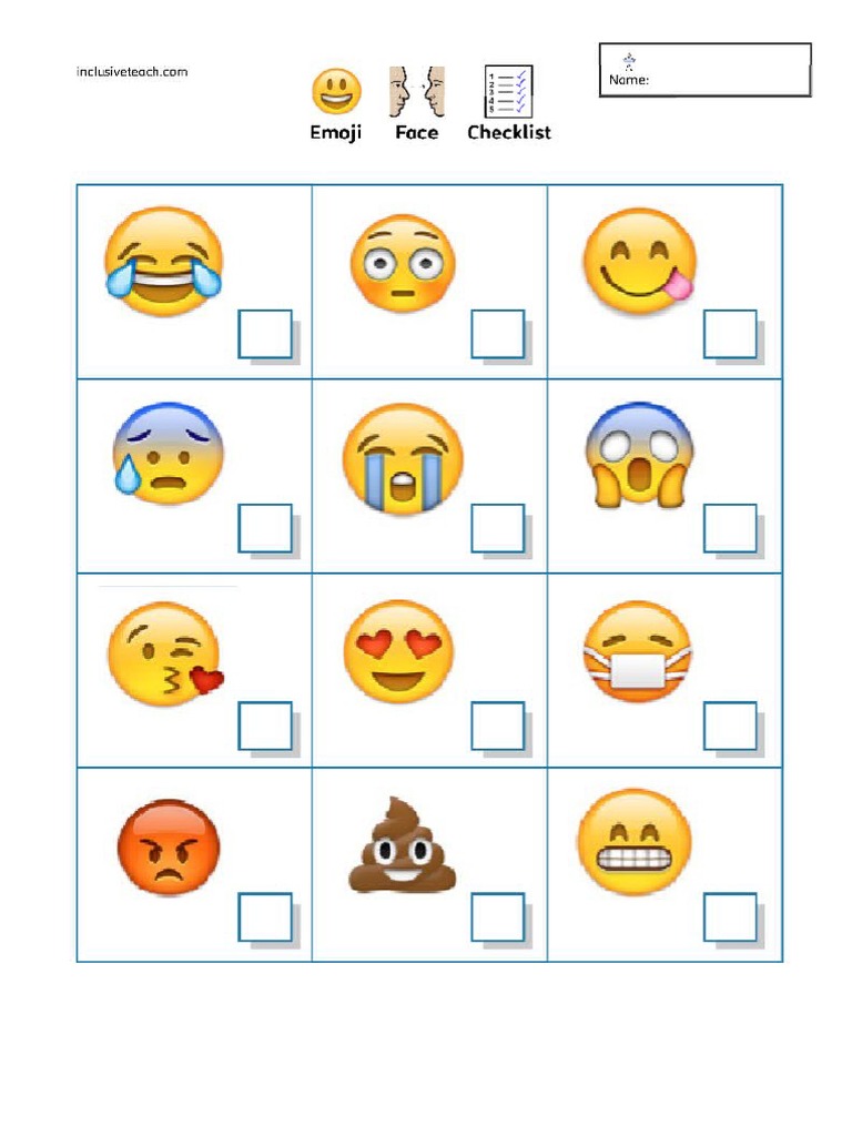 Worksheet - Emoji Checklist | PDF