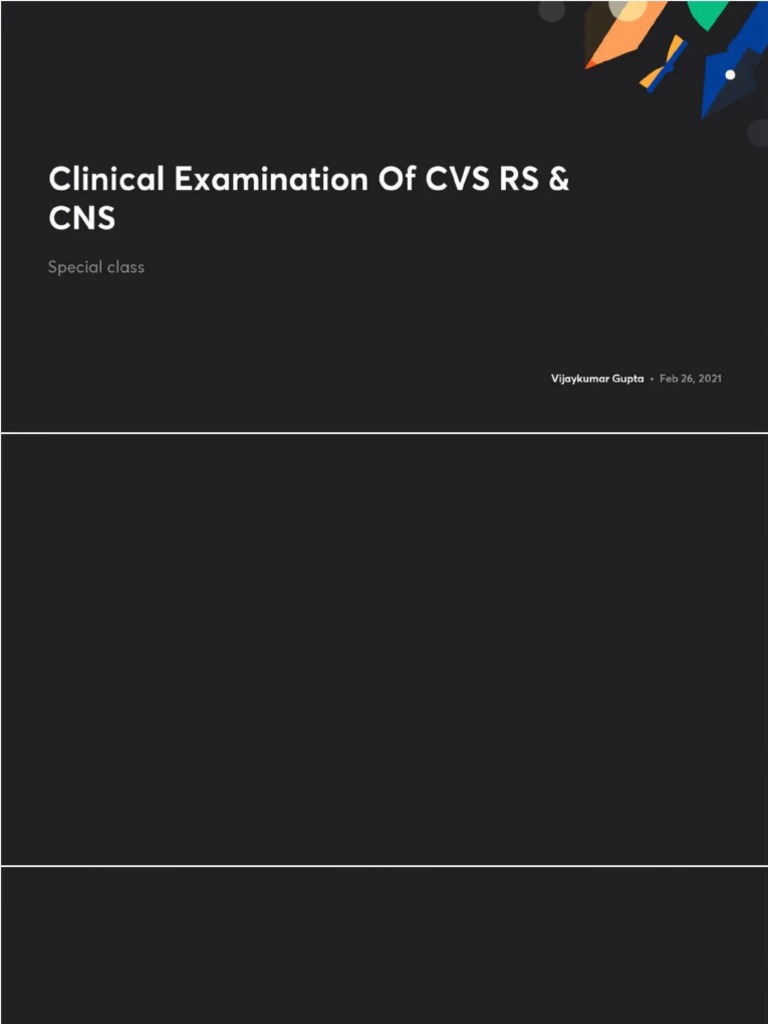 Clinical Examination of CVS RS CNS No Anno | PDF