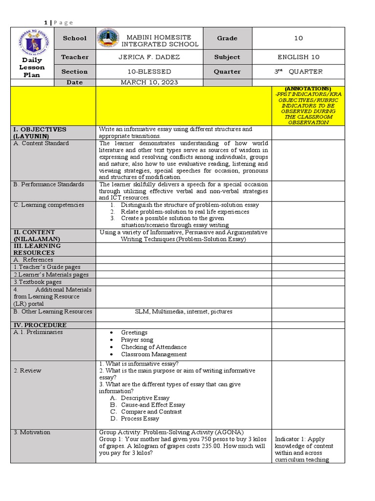 DLL English Co1 Final Sy 2022 2023 | PDF