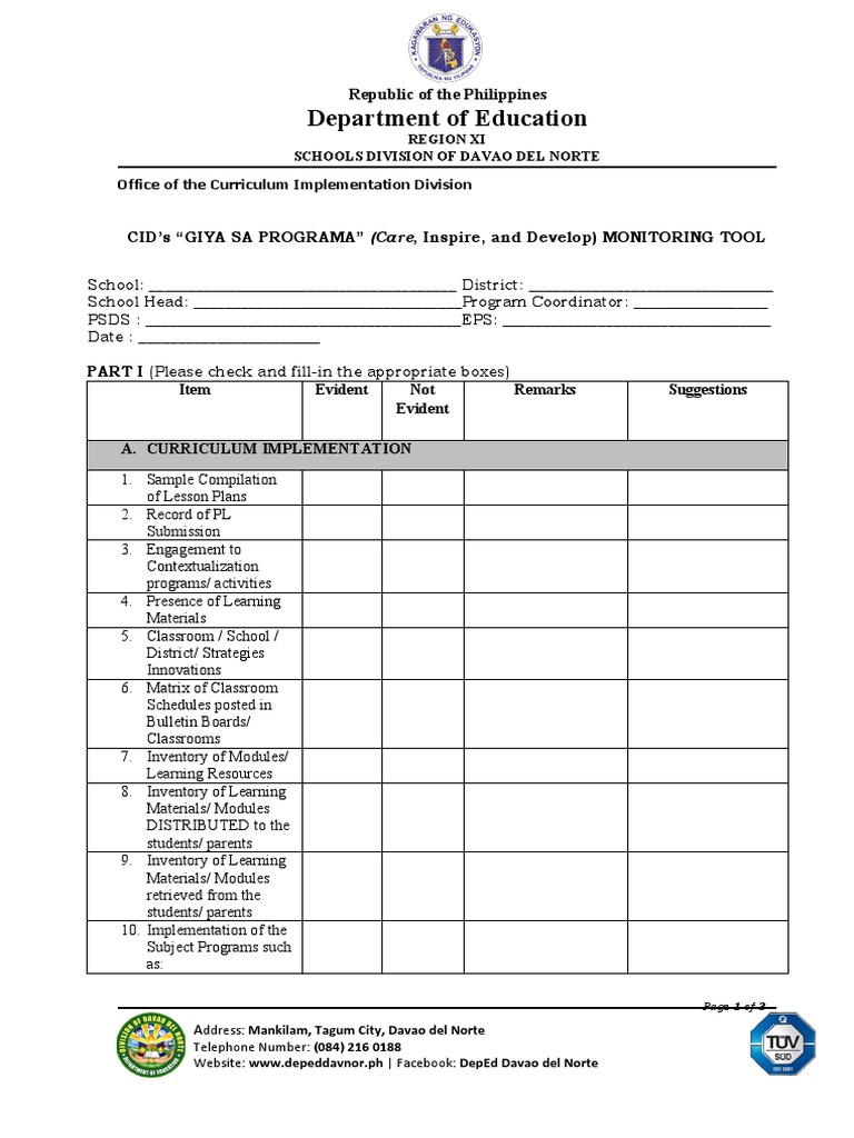 CID Giya Tool | Download Free PDF | Teachers | Behavior Modification