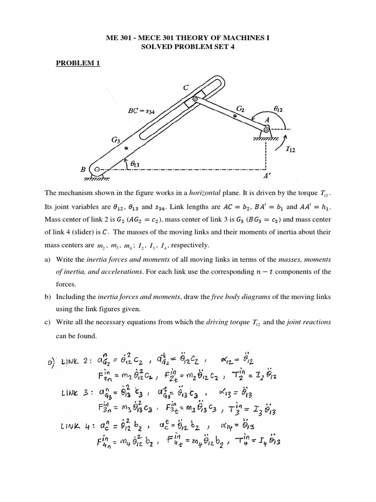 Mechanical Engineering Problem Set | PDF | Force | Gear