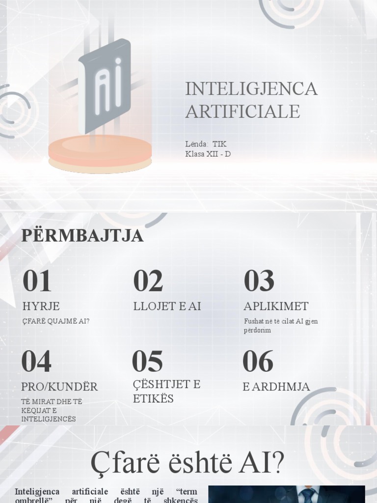 Inteligjenca Artificiale: Lënda: TIK Klasa XII - D | PDF