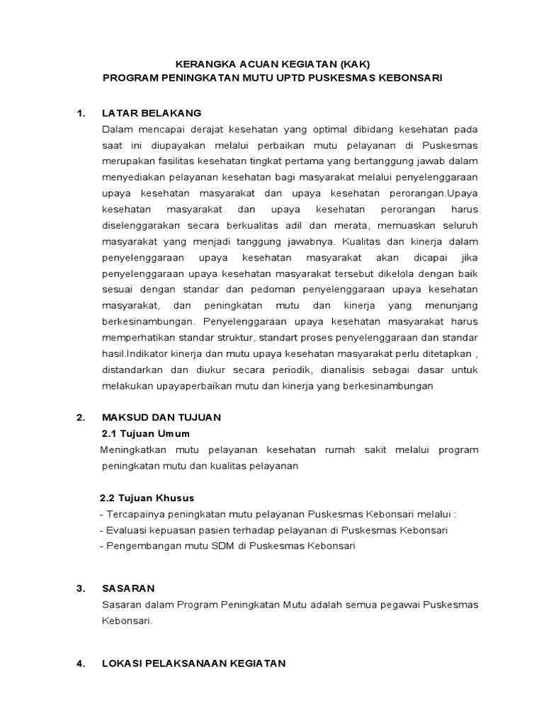 Kak Program Peningkatan Mutu | PDF | Karier & Perkembangan | Pengembangan Diri