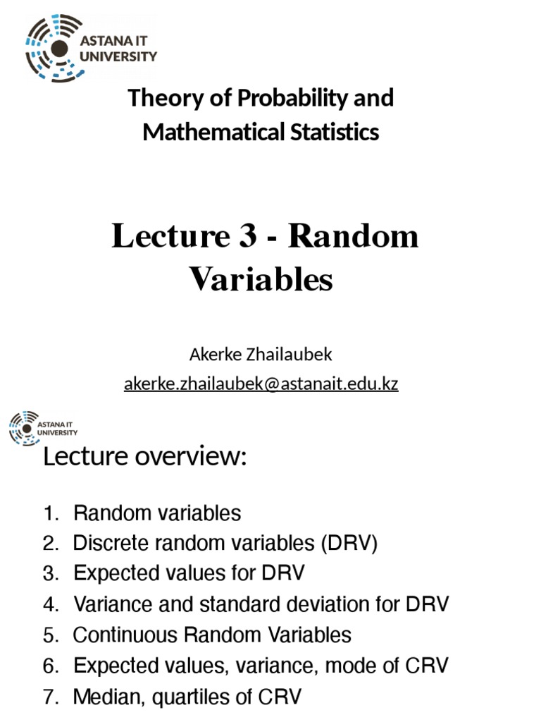 Lec 3 | PDF | Probability Distribution | Random Variable