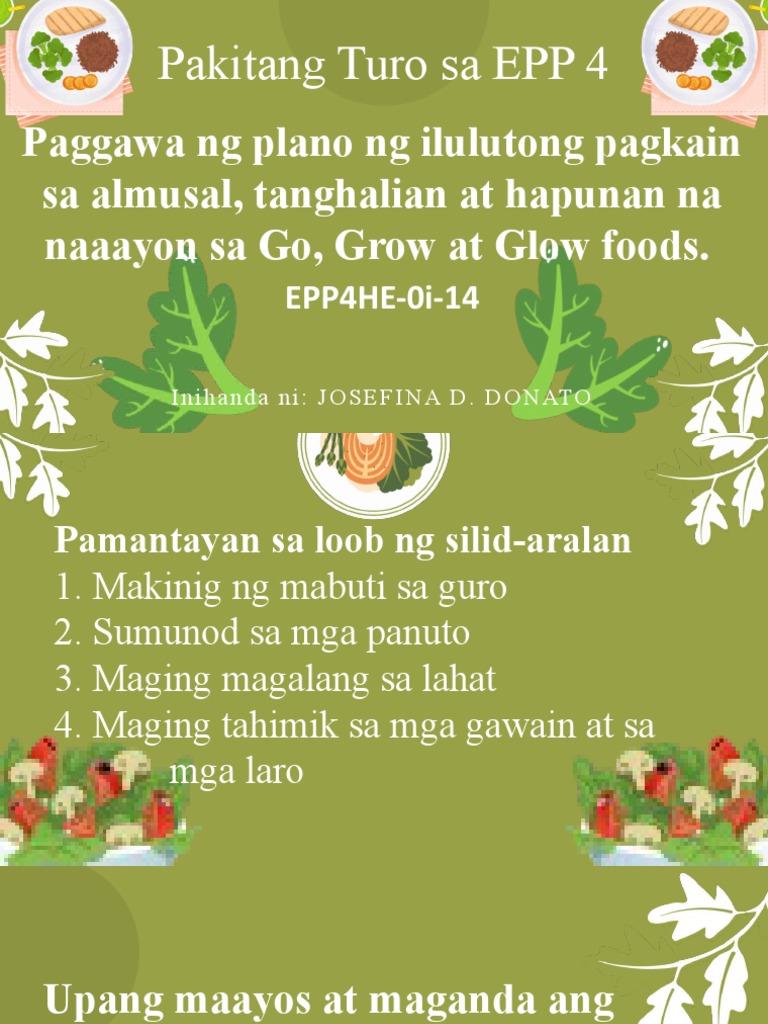 Paghahanda NG Masustansiyang Pagkain | PDF
