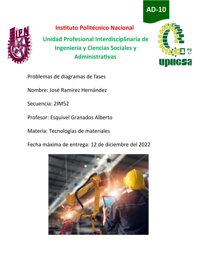 Problemas de Diagrama de Fases Ramirez Hernandez Jose 2IM52 | Descargar gratis PDF | Fase ...