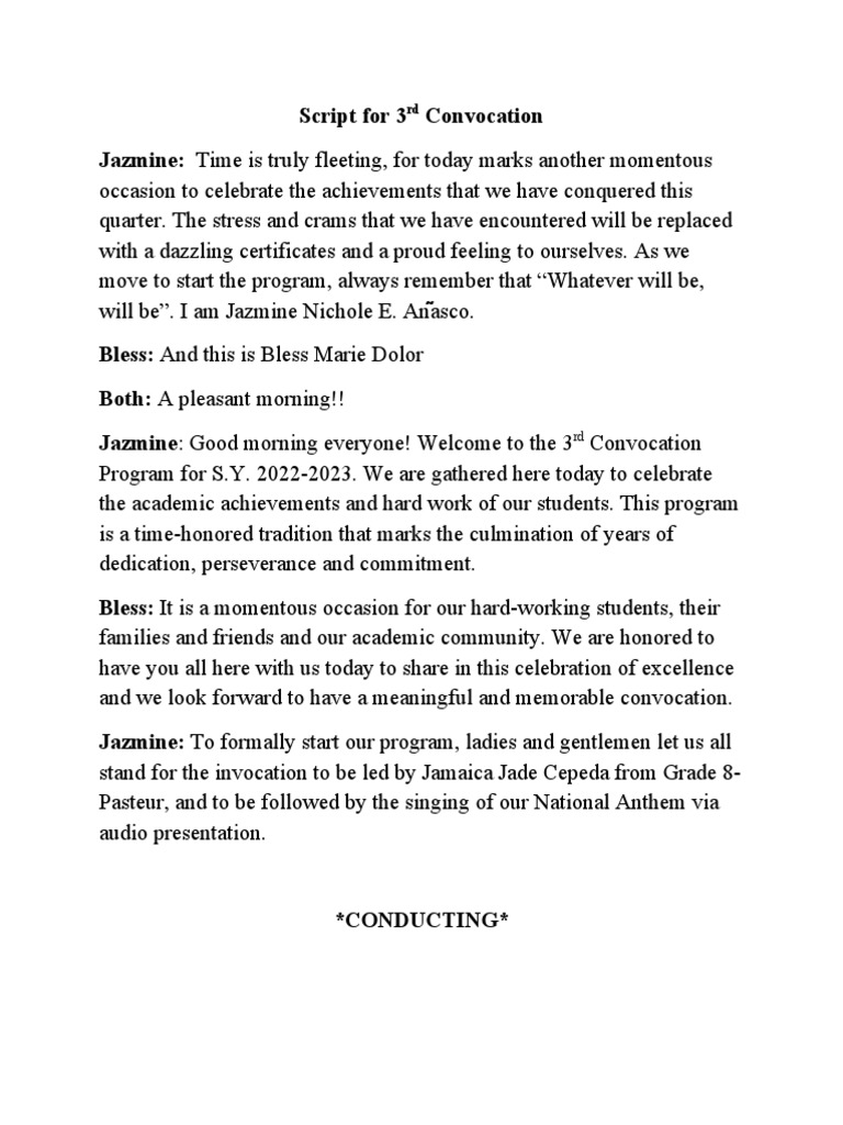 Script For 3rd Convocation | PDF