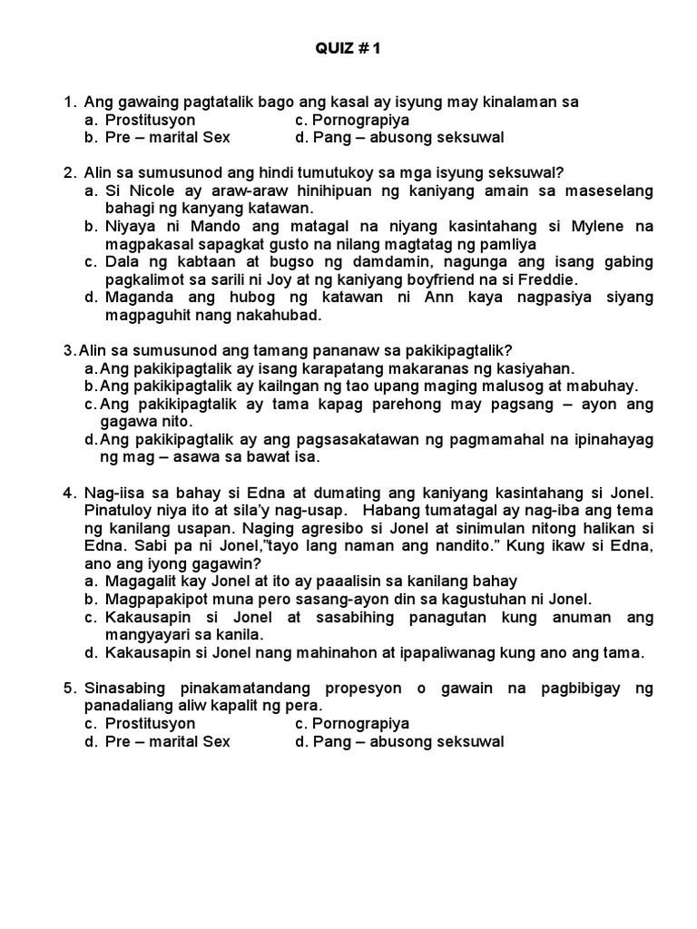 4th QUIZ 1 EsP | PDF