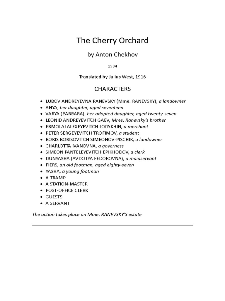 Cherry Orchard Script | PDF | Mystery, Thriller & Crime Fiction | Poetry
