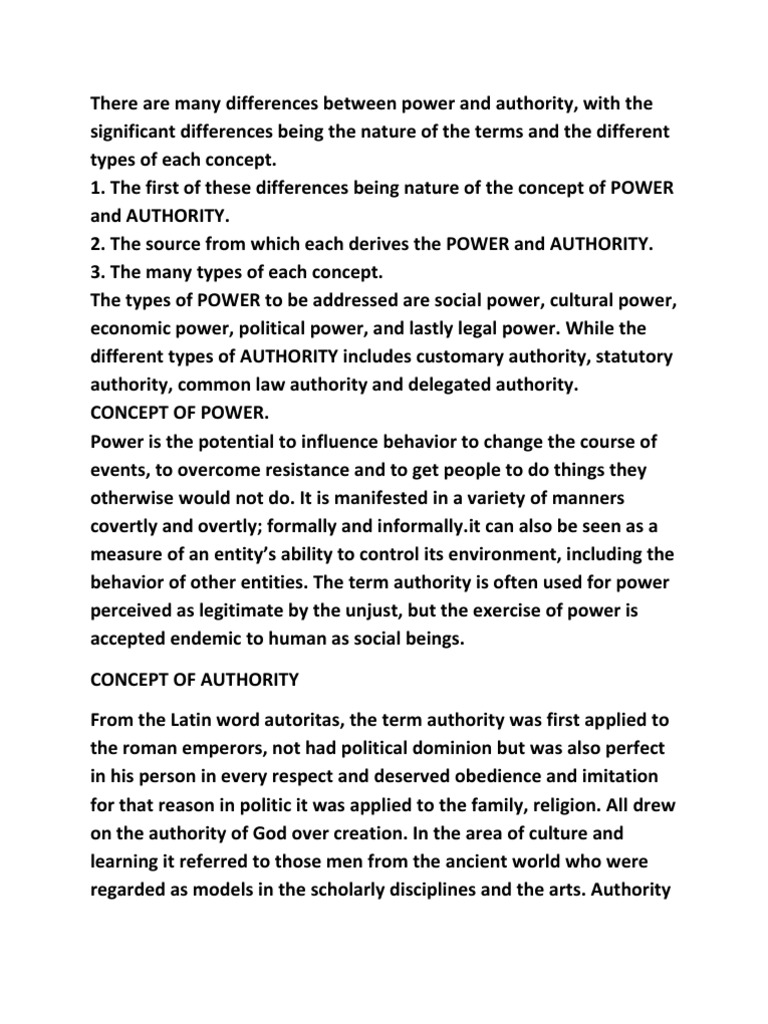 Distinguishing Power and Authority | PDF | Power (Social And Political ...