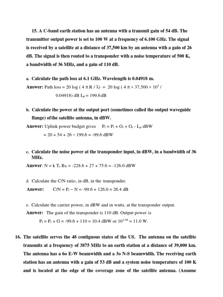Unit 3 Problems - Satellite Communication | PDF | Decibel | Amplifier