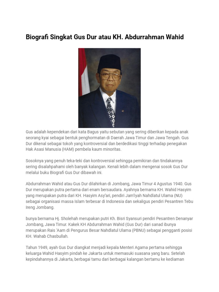 Biografi Singkat Gus Dur Atau KH | PDF