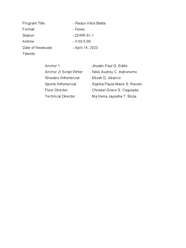 Filipino Final Script | PDF