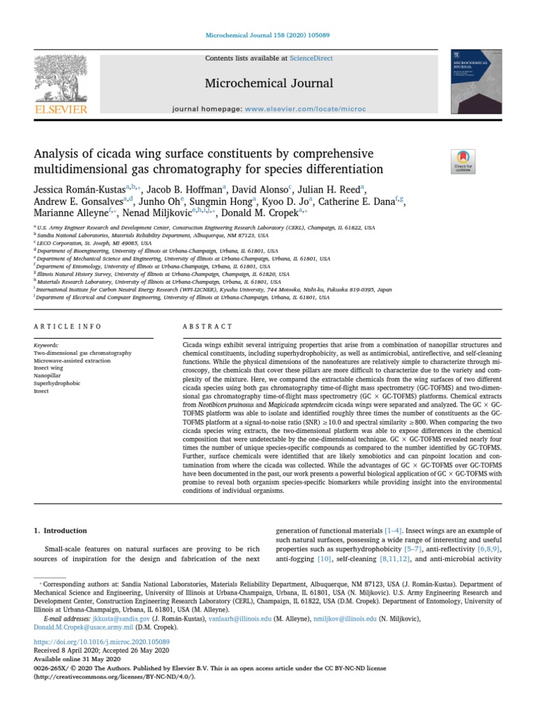 Analysisof Cicada Wing Surface_SuperHydrophobic | PDF | Chromatography ...