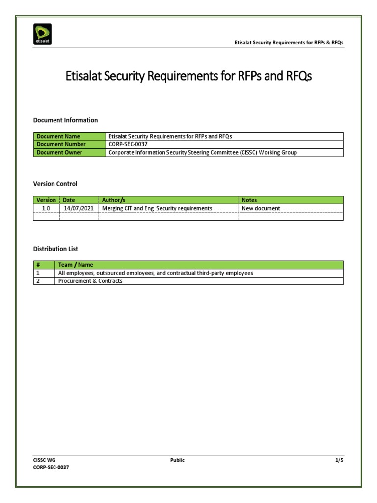 3 - Etisalat Security Requirements For RFPs RFQs - Ver. 2.0 - 05 Dec ...