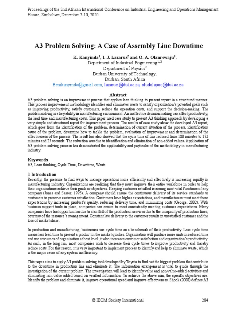 A3 Problem Solving Tool | PDF | Lean Manufacturing | Secondary Sector ...